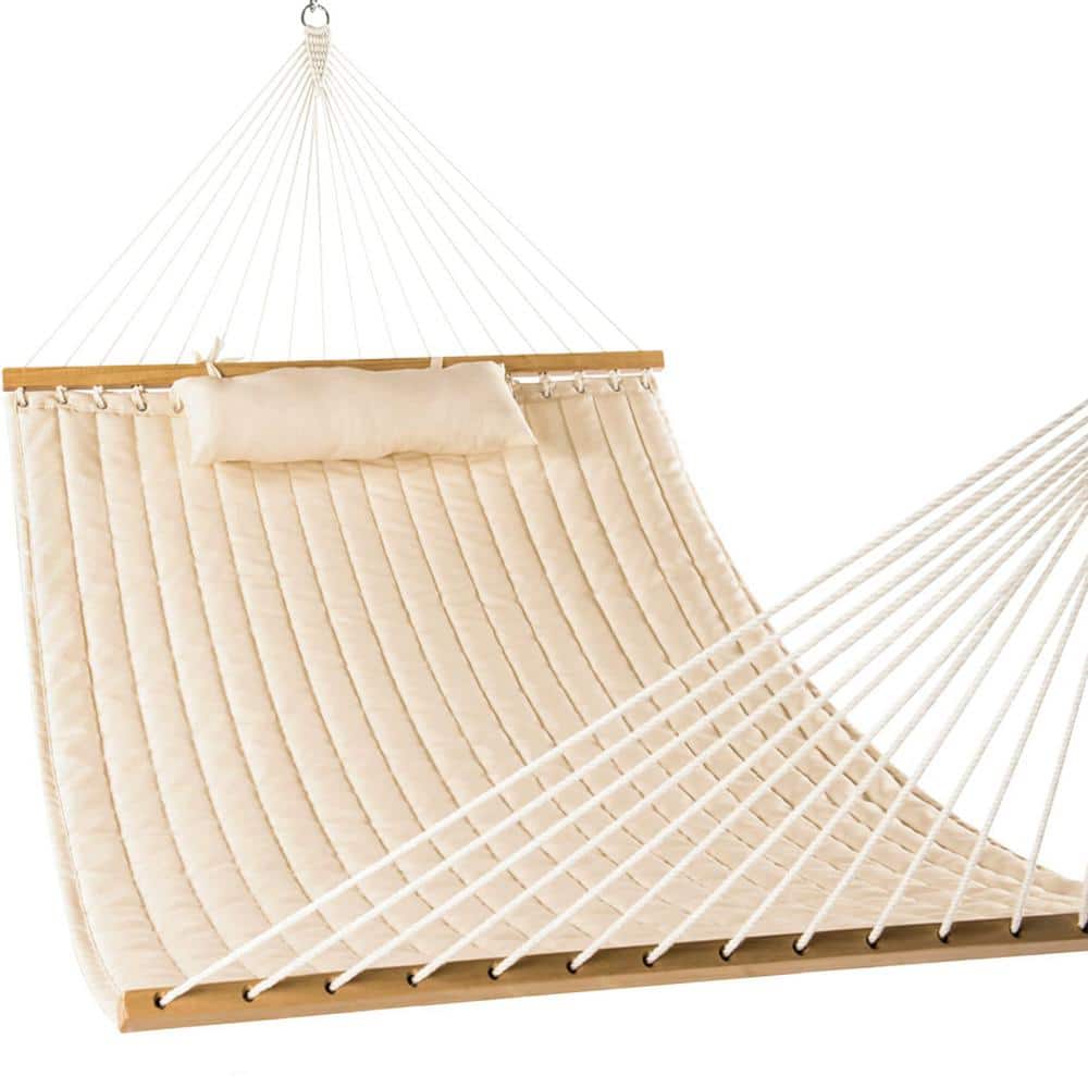 Phewnyzo 12 ft. 2-Person Hammock, Double Quilted Fabric Hammock with ...