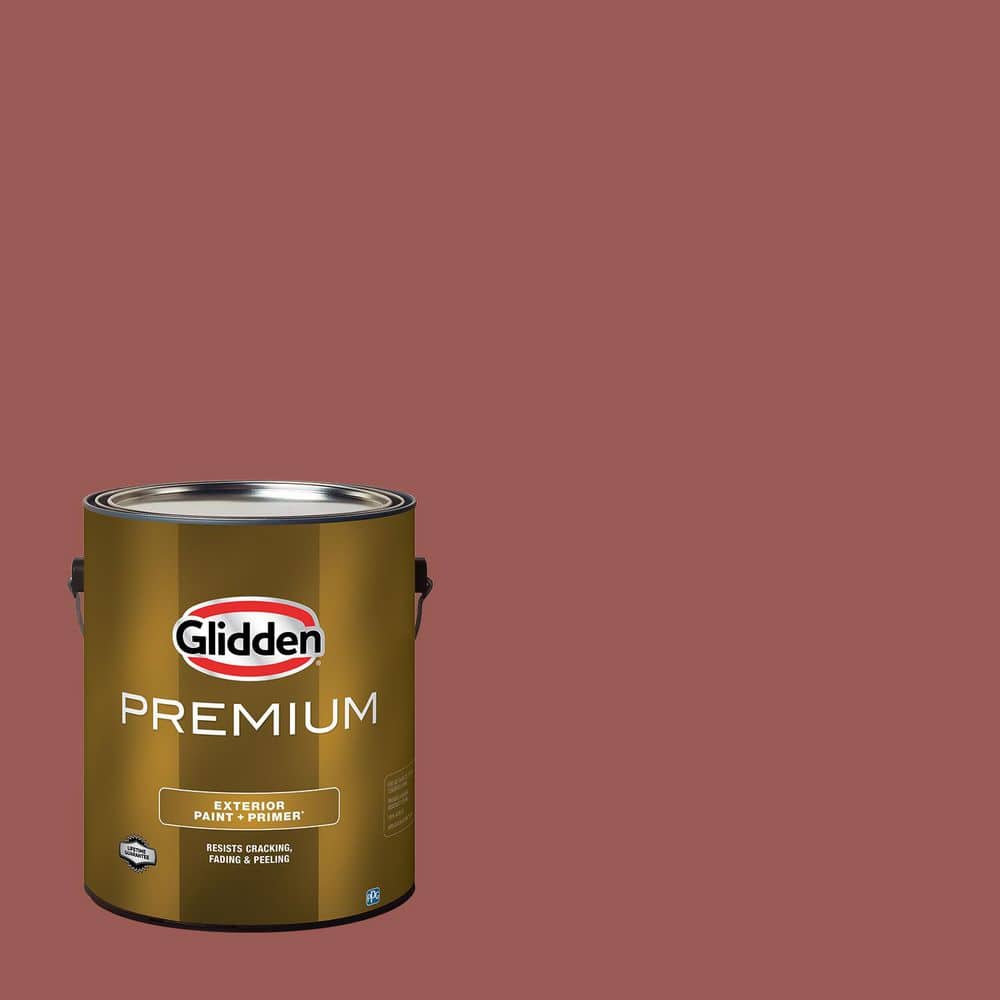 Glidden Premium 1 gal. PPG1056-6 Fire Weed Satin Exterior Latex Paint ...