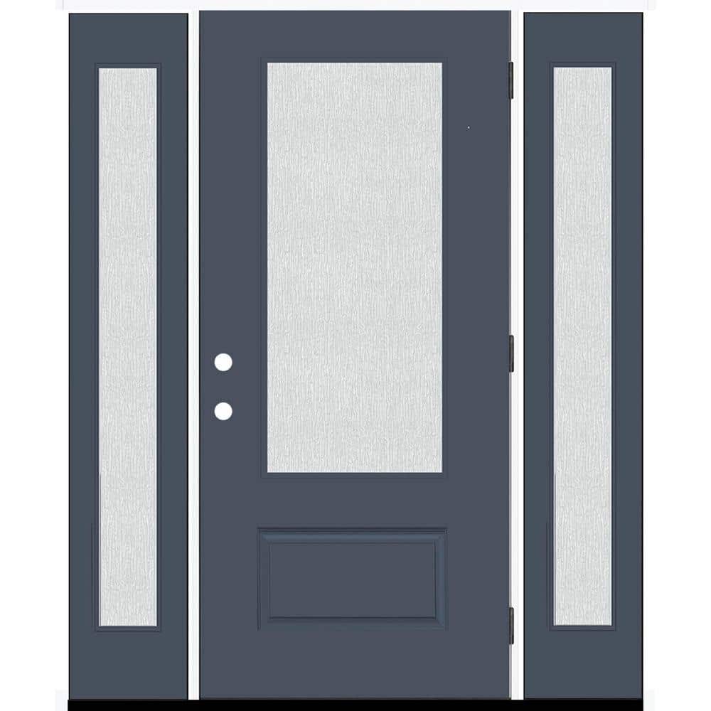 Steves & Sons Legacy 68 in. W. x 80 in. 3/4 Lite Rain Glass LHOS Primed ...