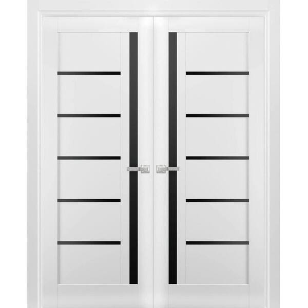 Sartodoors 60 in. x 80 in. 2 Panel White Finished Solid MDF Sliding ...