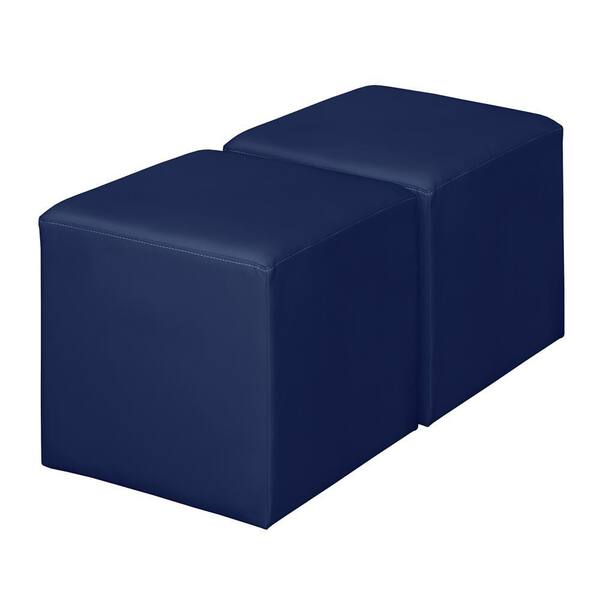 Regency Julie Naval Blue Vinyl Square Accent Ottoman (Set of 2 ...