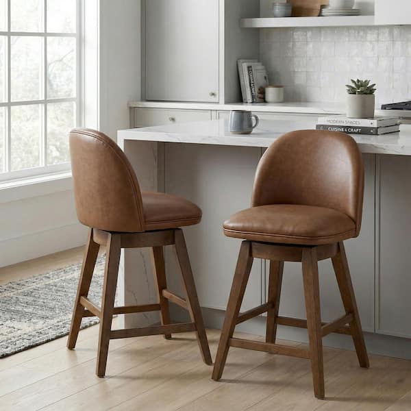 Linon Home Decor Barrick Big and Tall Swivel 26 in. H Brown High Back ...
