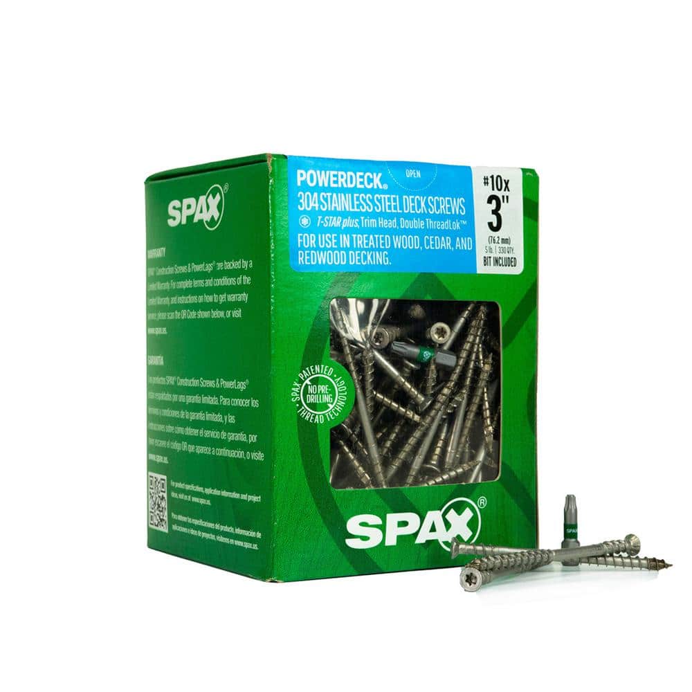 SPAX #10 x 3 in. Exterior Trim Head Stainless Steel Wood Deck Screws ...