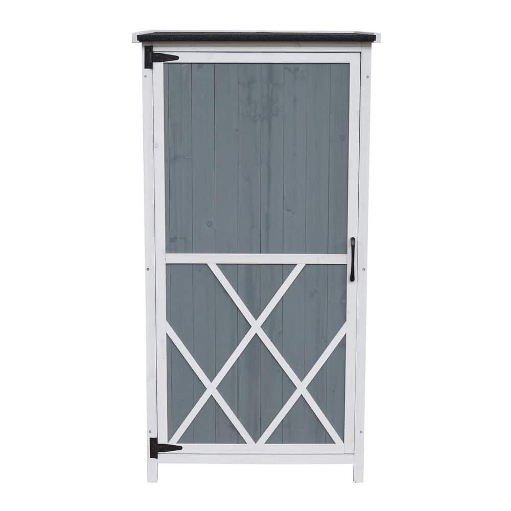 54" Outdoor Storage Shed with Sloped Roof with Shelves & Tall Tool ...