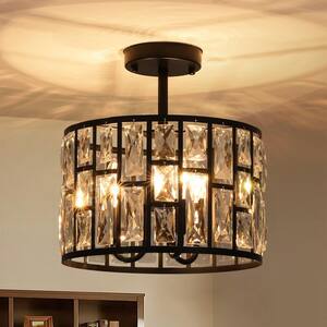 Home Decorators Collection Kristella 12.5 in. 3-Light Matte Black Semi ...