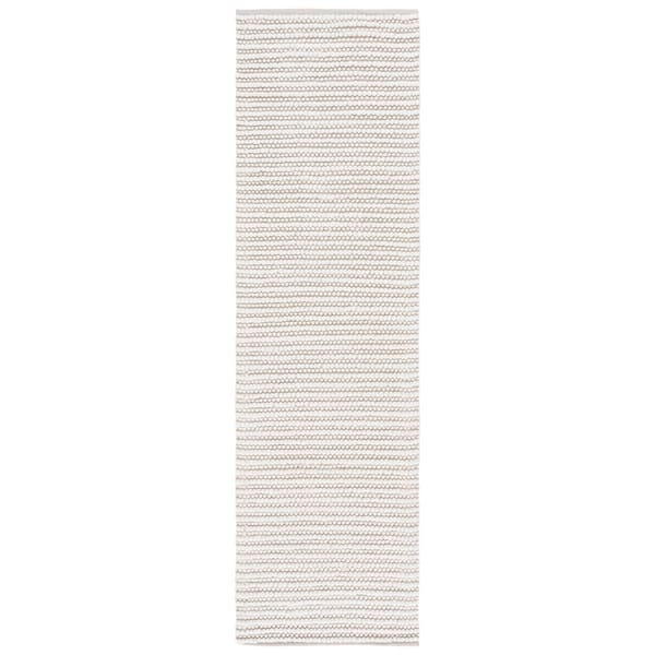 SAFAVIEH Natura 2 ft. x 8 ft. Ivory Striped Solid Marle Runner Rug ...