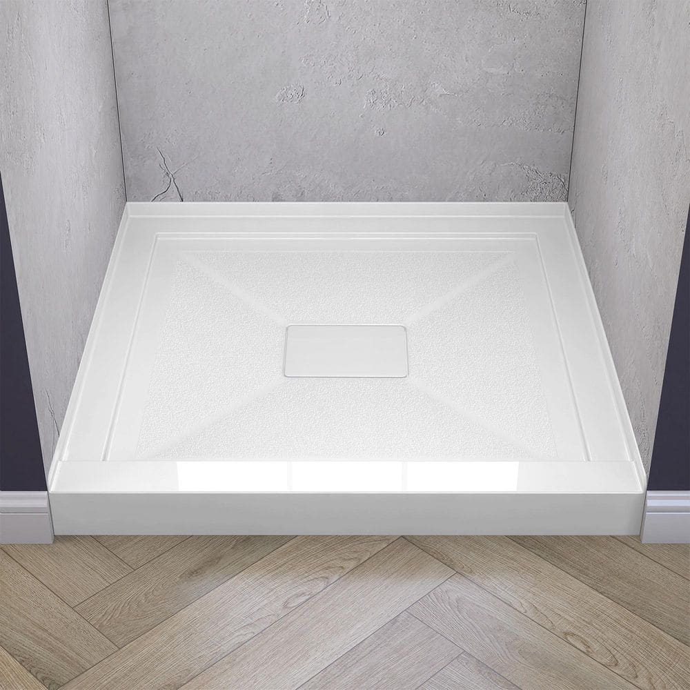 NTQ 30 in. L x 30 in. W Acrylic Single Threshold Alcove Floor ...