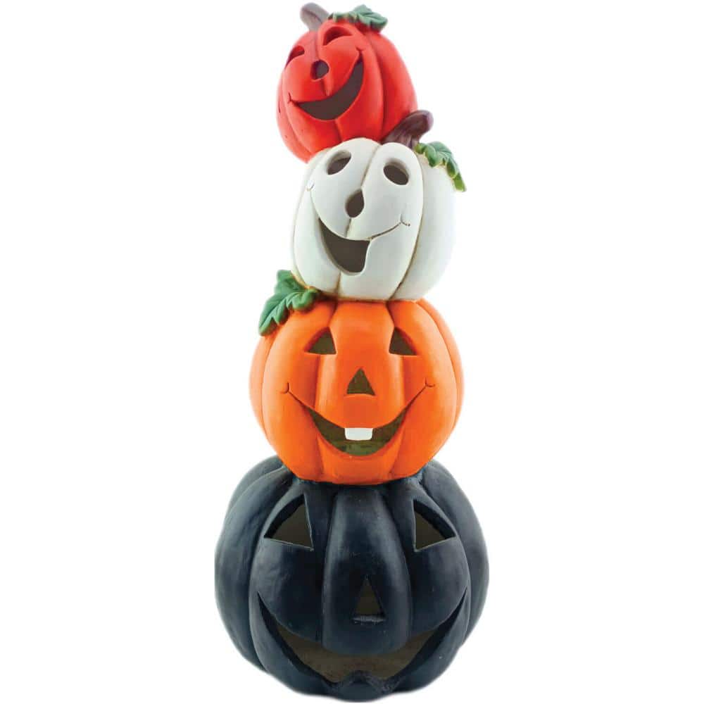Haunted Hill Farm 27 in. Halloween Stacked Jack-O-Lantern Decoration ...