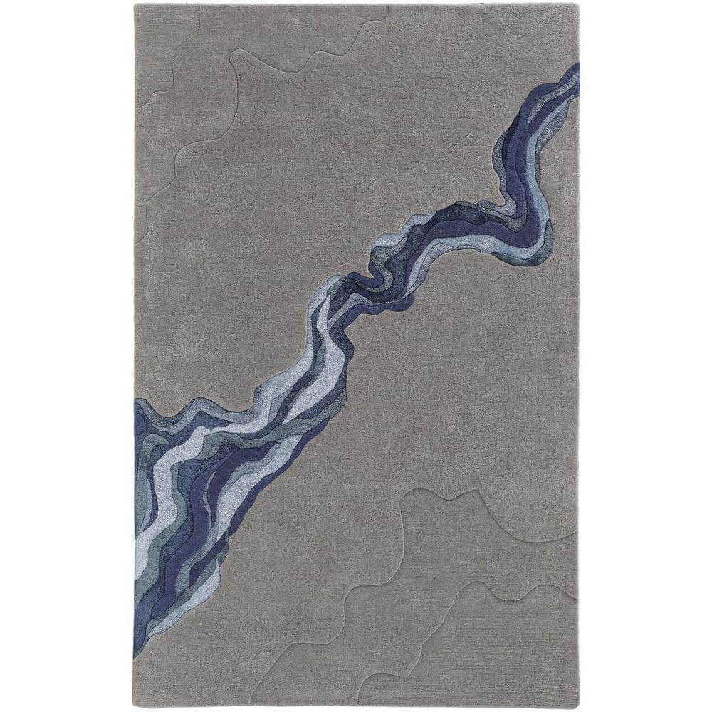 HomeRoots 4 x 6 Blue, Gray Abstract Area Rug 2000514834 - The Home Depot