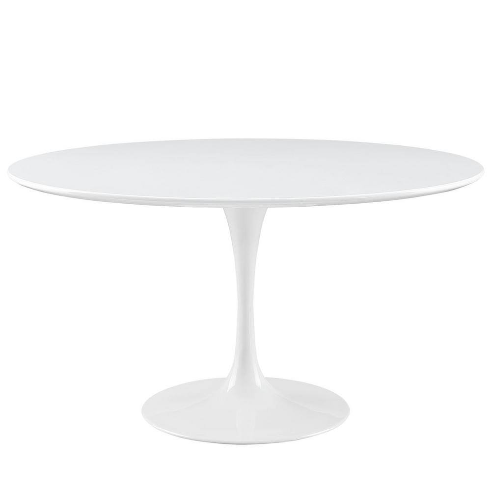 MODWAY 54 in. Lippa in White Round Wood Top Dining Table EEI-1119-WHI ...