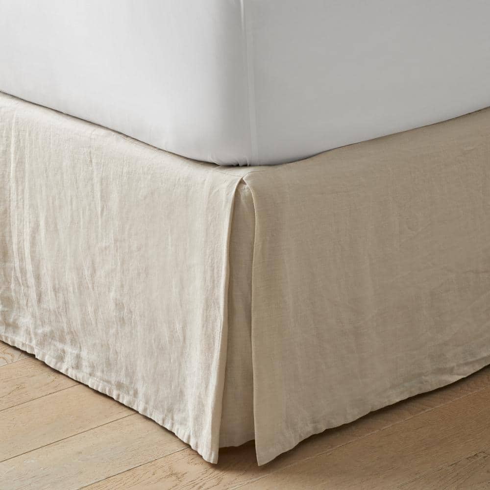 The Company Store Legends Hotel 14 in. Parchment Washed Linen Twin Bed ...