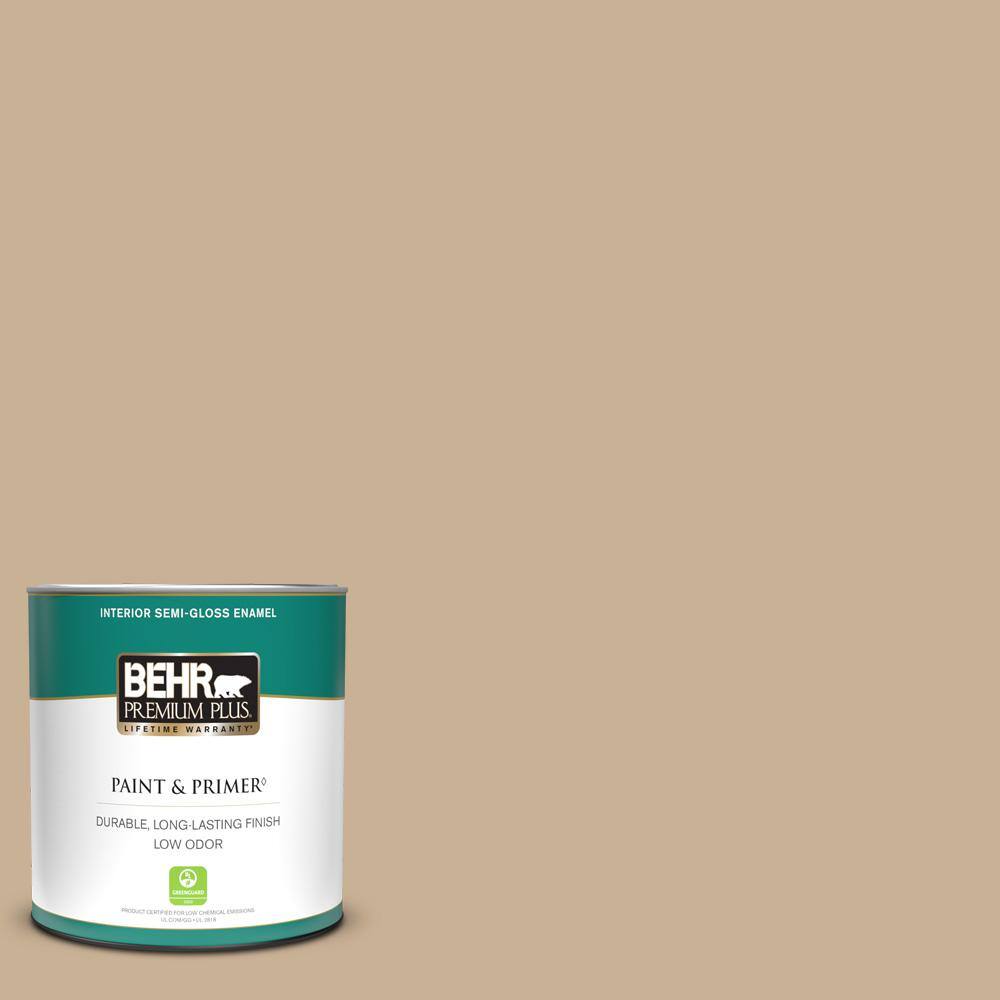 BEHR PREMIUM PLUS 1 qt. #MQ2-46 Basswood Semi-Gloss Enamel Low Odor ...