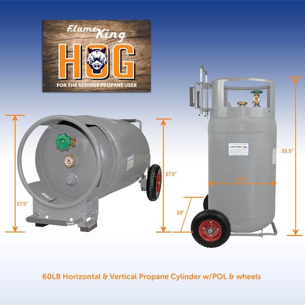 Flame King 60 lb. Horizontal and Vertical HOG Propane Tank Cylinder ...