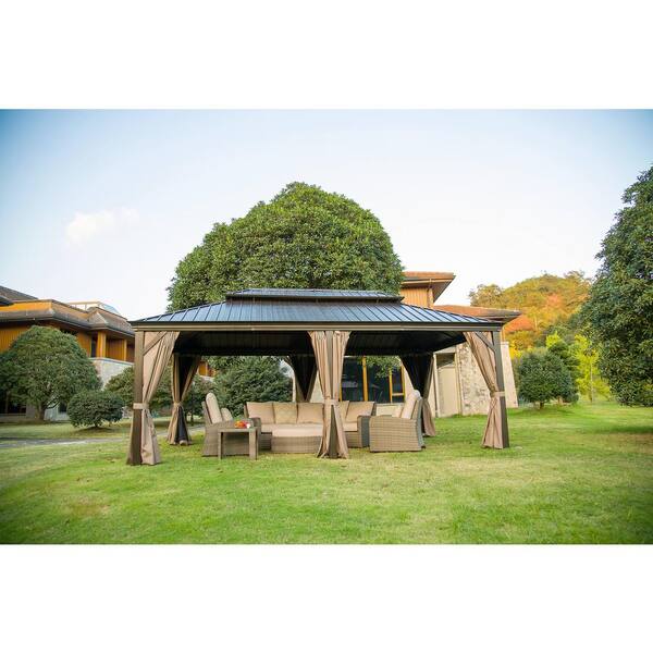 METEOR SHOWER LLC 12 ft. W x 20 ft. L Outdoor Aluminum Hard Top Gazebo ...