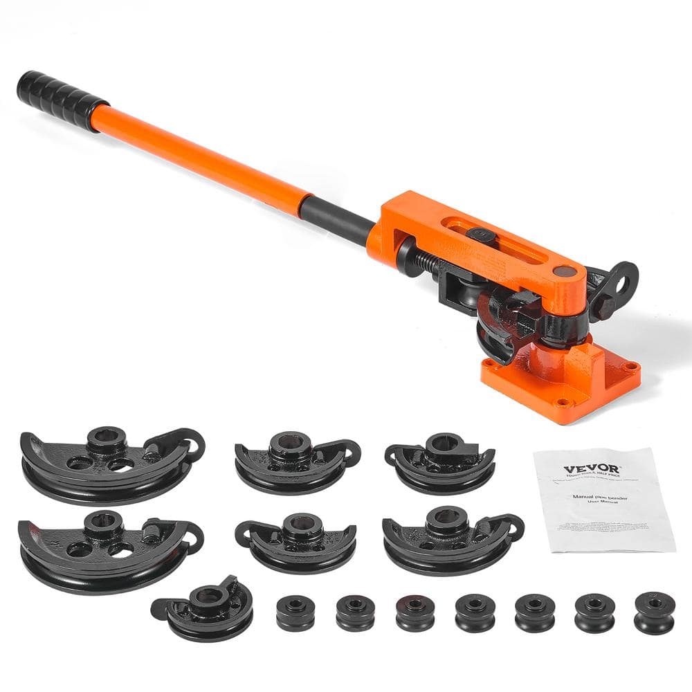 SKYSHALO Pipe Tube Bender 3/8 in. to 1 in. OD Manual Pipe Tube Bender with 7 Bending Dies, 180 ...