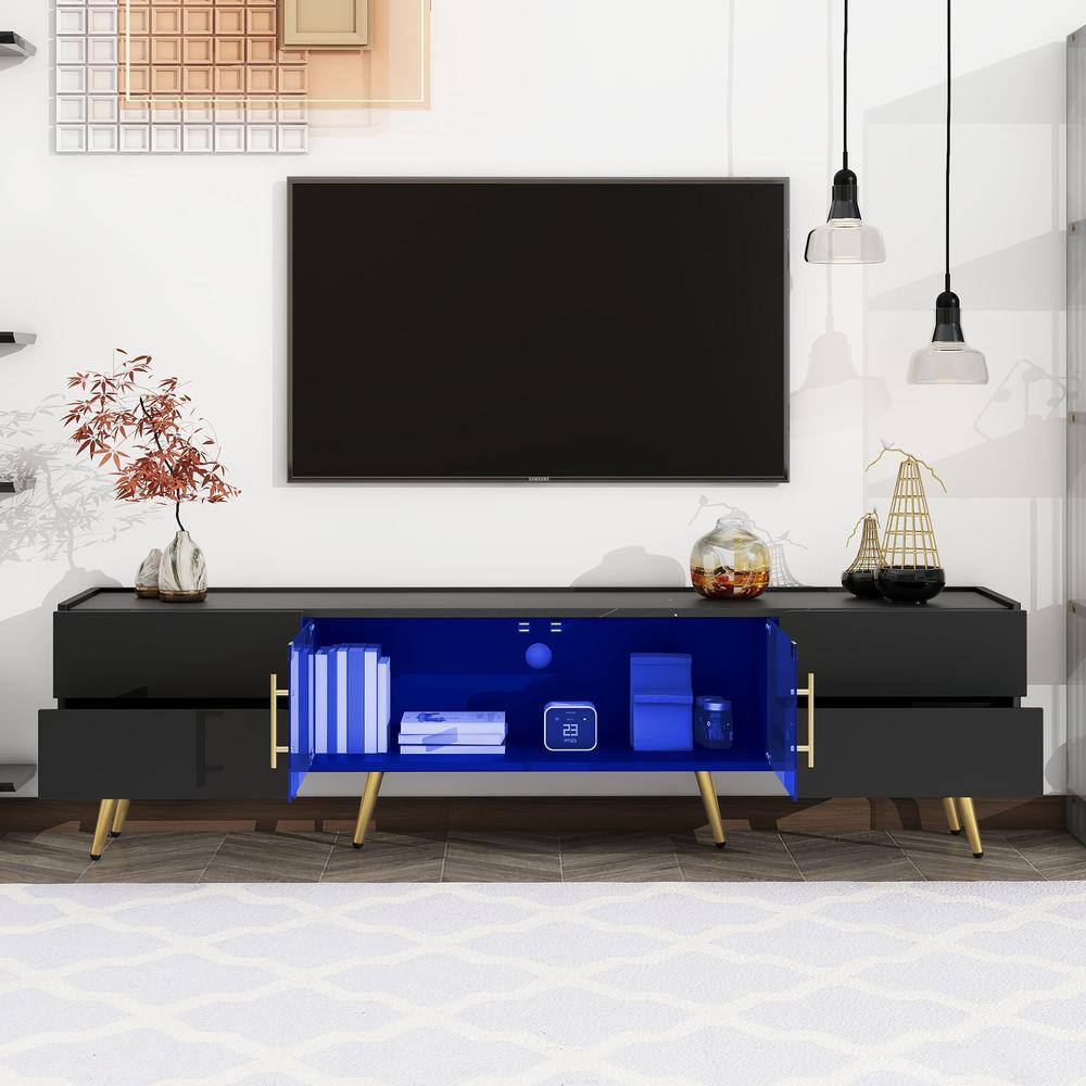 Harper & Bright Designs Black Modern TV Stand Fits TVs up to 80 in ...