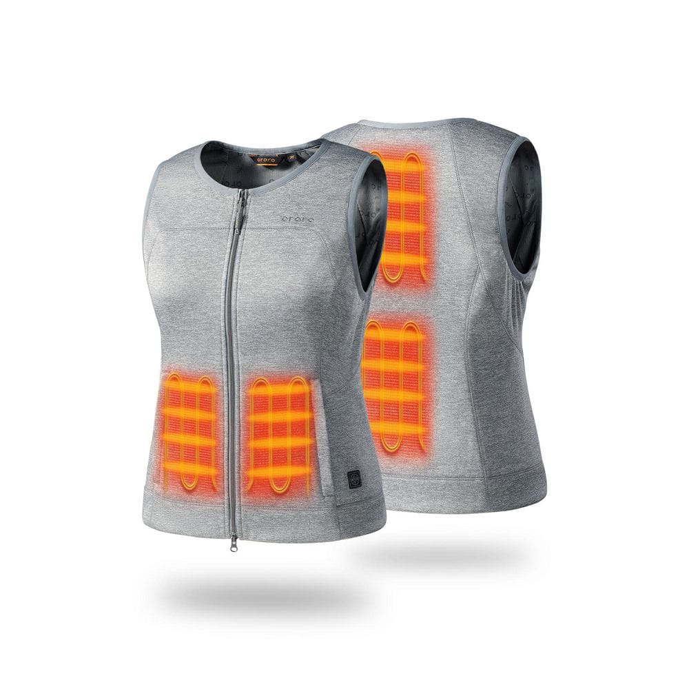 ORORO Women's Medium Gray 7.38-Volt Lithium-Ion Heated Vest Liner with (1) 4.8Ah Battery FVF-44 ...