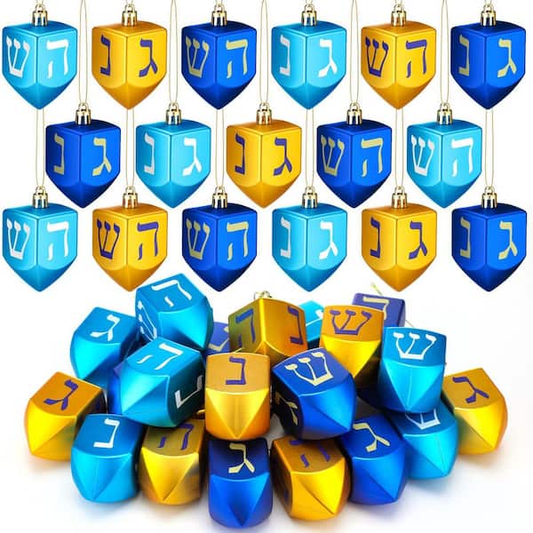 OGETFUUR 24-Piece Plastic Hanukkah Jewish Dreidel Tree Ornaments ...