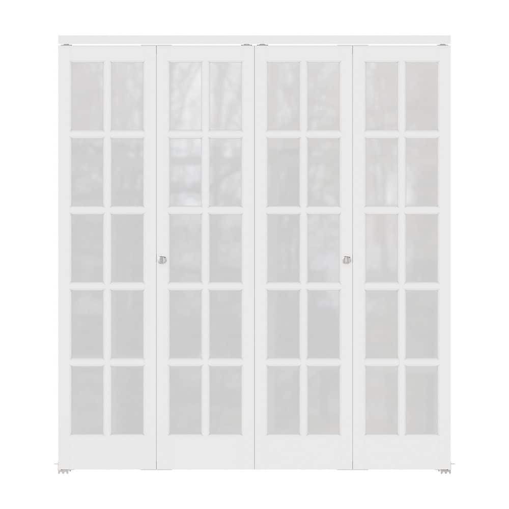ARK DESIGN 72 in. x 80 in. 10-Lite Frosted Glass Solid Core White ...