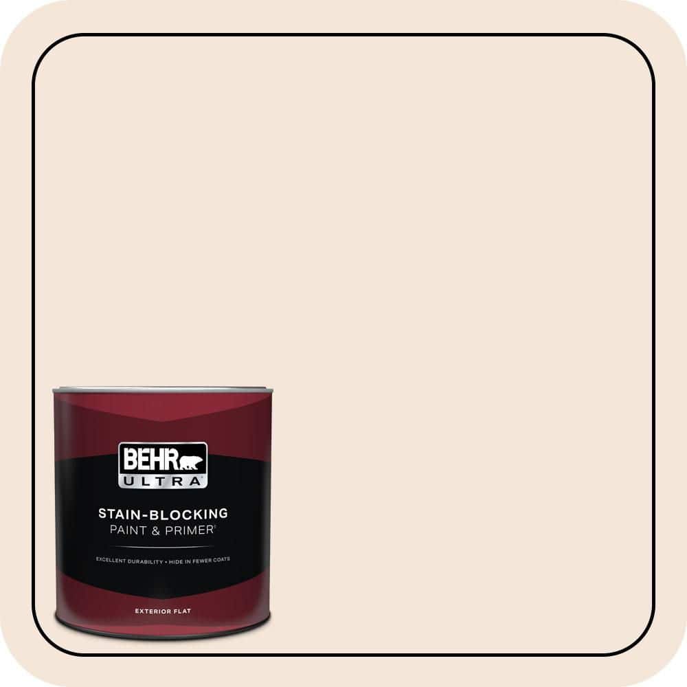 BEHR ULTRA 1 qt. #ECC-55-2 Adobe White Flat Exterior Paint & Primer ...