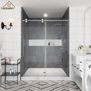 CASAINC 60 in. W x 76 in. H Sliding Frameless Shower Door in Matte ...