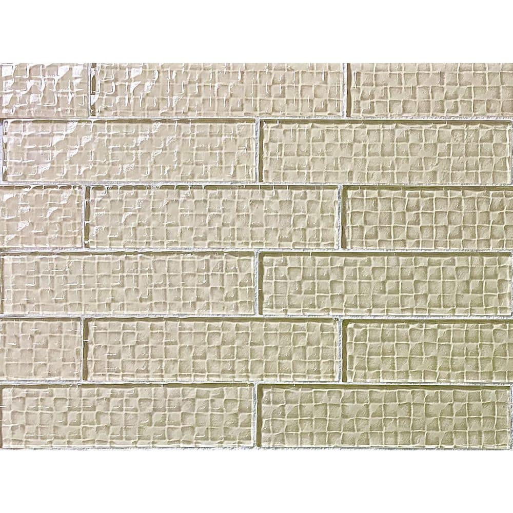 Reviews for ABOLOS Coastal Cream 2 in. x 8 in. Textured Glass Subway ...