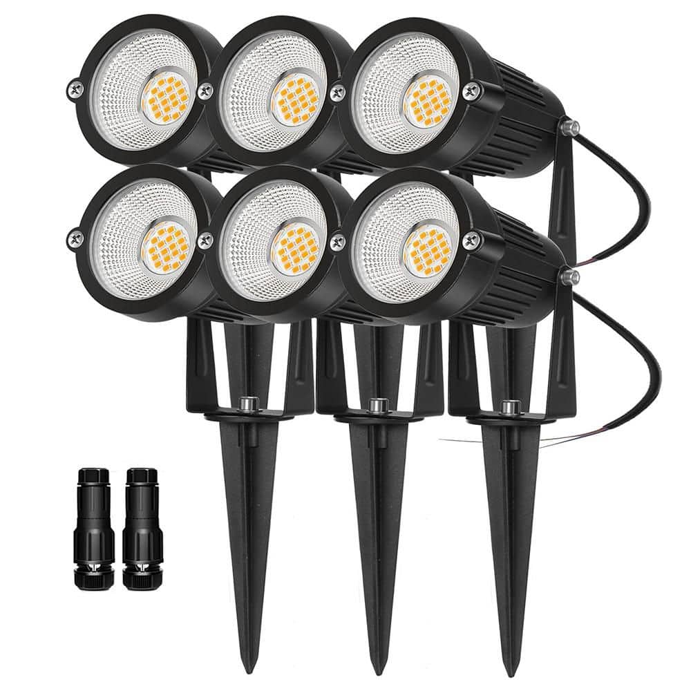110V Black Hardwired Outdoor IP65 Waterproof Spotlight with Warm White ...
