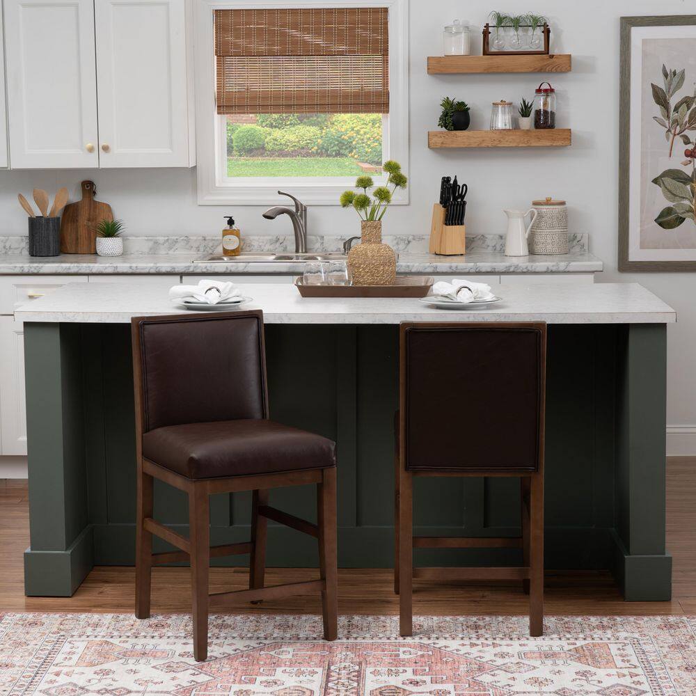 Linon Home Decor Reena 36.25 in. H Brown High Back Wood Counter Height ...