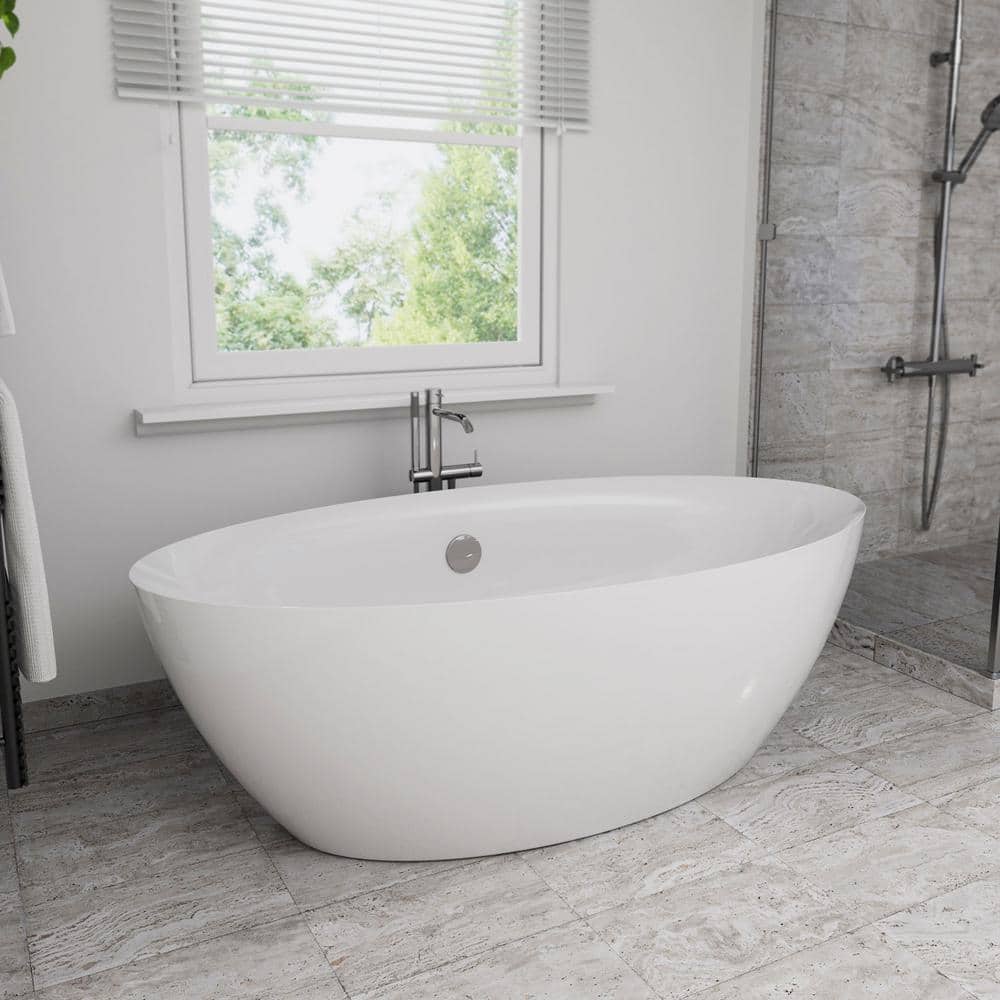 Empava 71 in. Acrylic Flatbottom Not Whirlpool Freestanding Bathtub ...