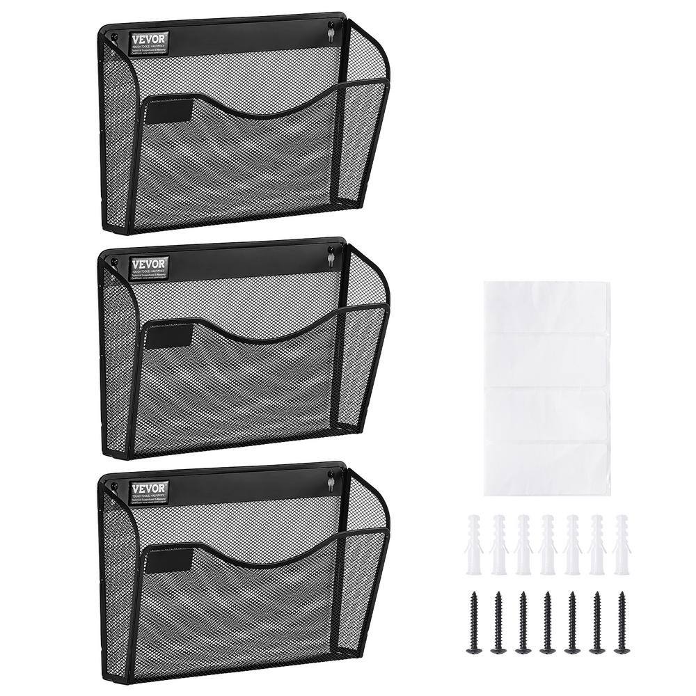 VEVOR File Wall Rack, 3-Piece 1-Pocket Mesh Wall File Holder, Wall ...
