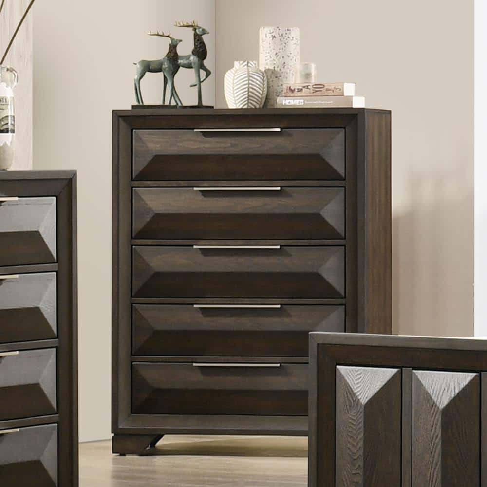 Furniture of America Pinnete Espresso 5-Drawer 35.5 in. Chest of ...