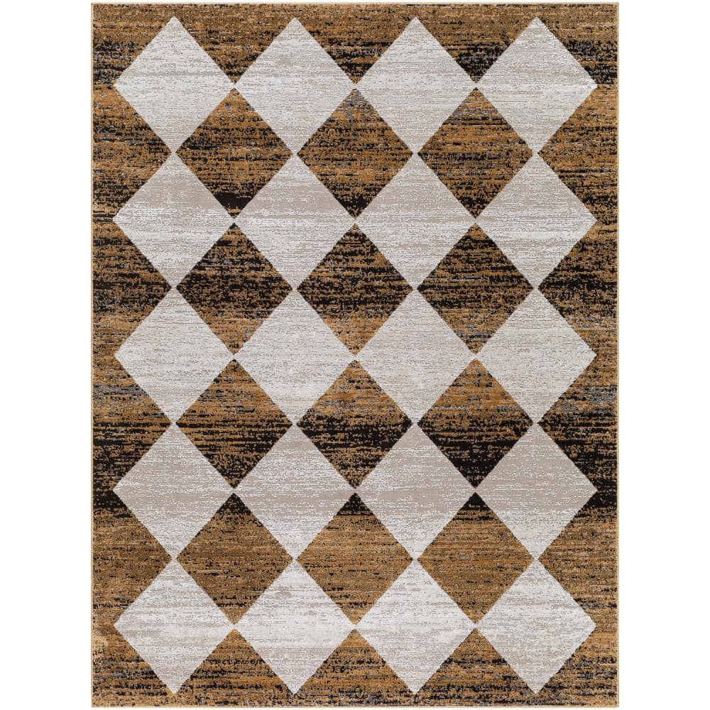 Livabliss Allegro Tan/Ivory Diamond 7 ft. x 9 ft. Indoor Area Rug ...