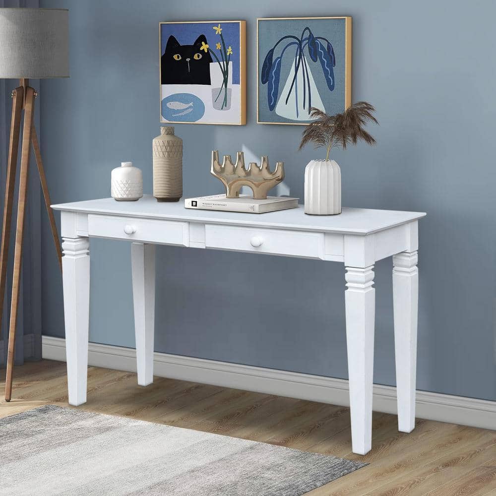 International Concepts Java 52 in. Chalk White Rectangle Wood Console ...