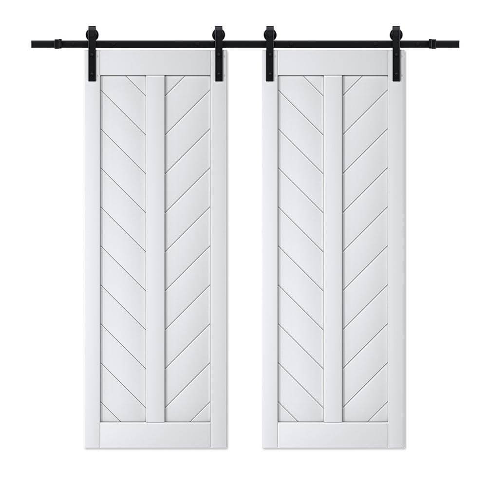 ARK DESIGN 60 in. x 84 in. Paneled V Shape MDF White Prefinished Double ...