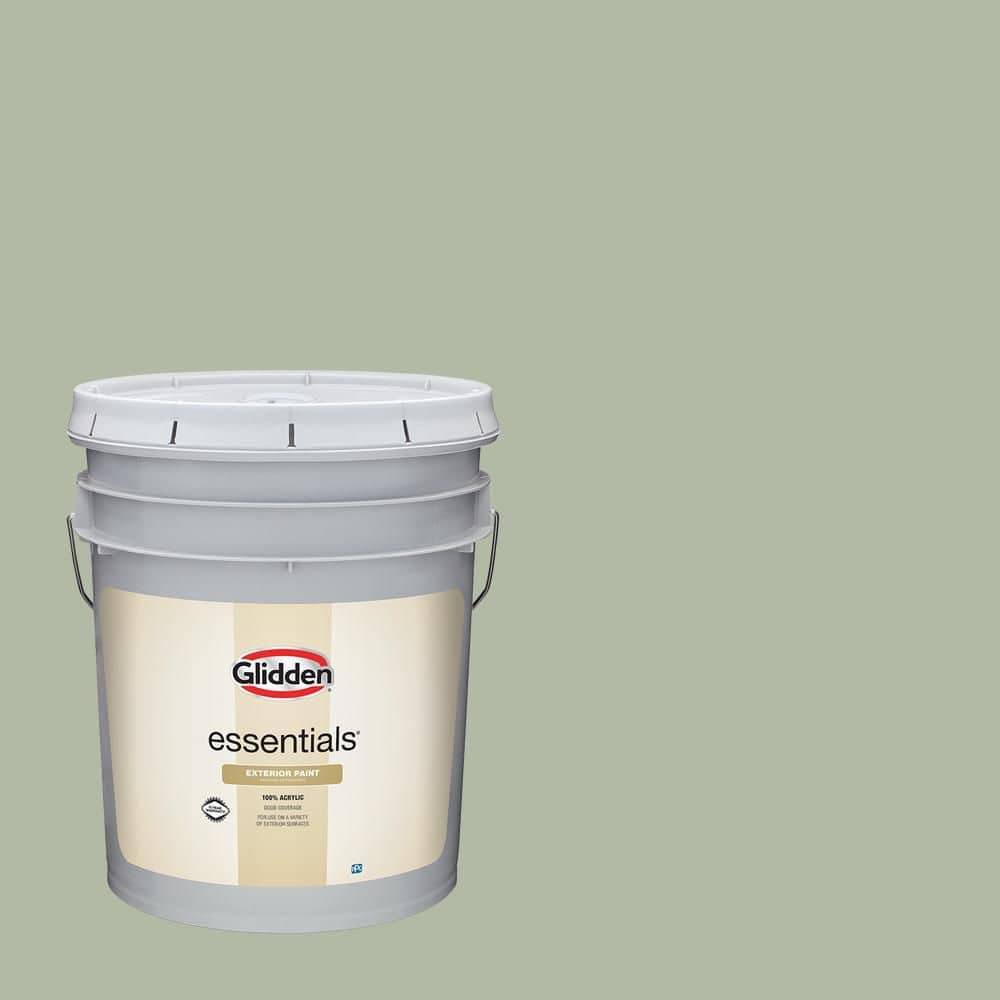 Glidden Essentials 5 gal. PPG1124-4 Light Sage Satin Exterior Paint ...