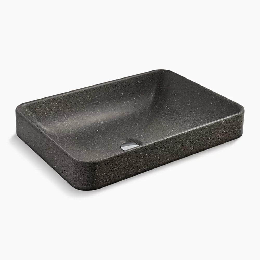 KOHLER WasteLAB Vox 21.75 in. Rectangular Vessel Bathroom Sink in Ashen ...