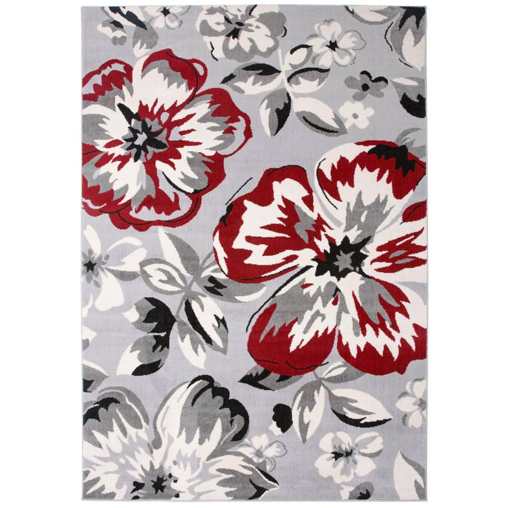 World Rug Gallery Modern Comtemporary Floral Design Red 7 ft. 6 in. x 9 ...
