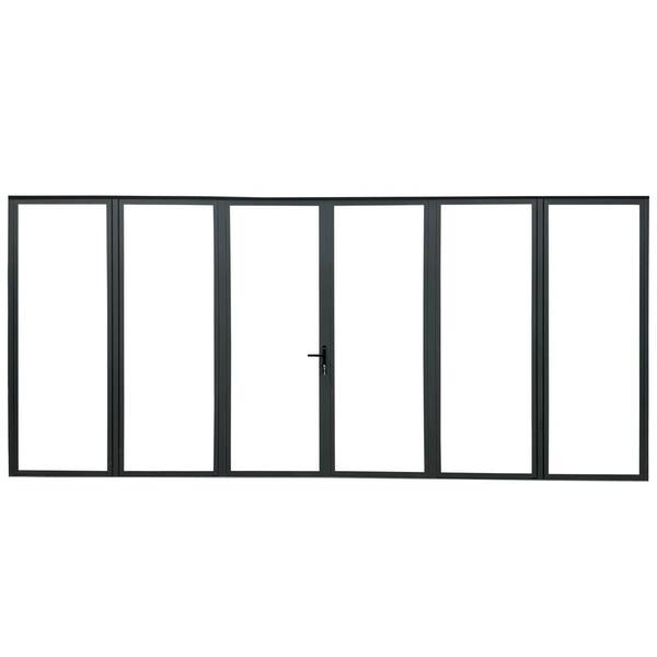 TEZA DOORS Teza 85 Series 216 in. x 80 in. Matte Black Bi-Parting ...