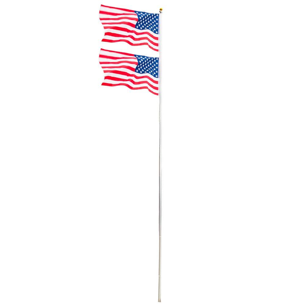 Karl home 20 ft. Aluminum Adjustable Flagpole with 2-Pieces U.S. Flags ...