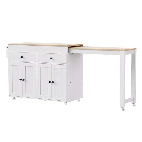 JimsMaison White MDF Kitchen Cart with Spice Rack and 2 Drawers ...