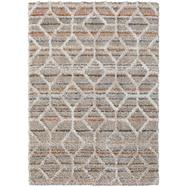HomeRoots 2 X 8 Tan, Ivory Geometric Area Rug 2000514509 - The Home Depot