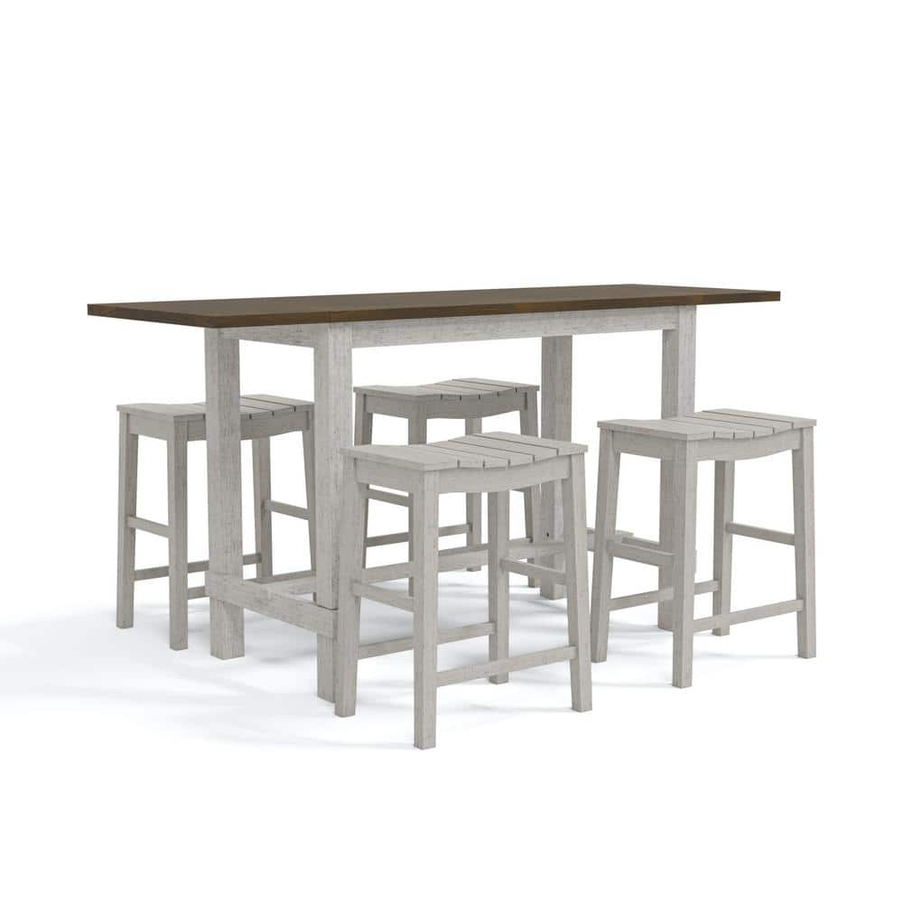 Furniture of America Whitcombe 5-Piece Antique White Counter Height ...