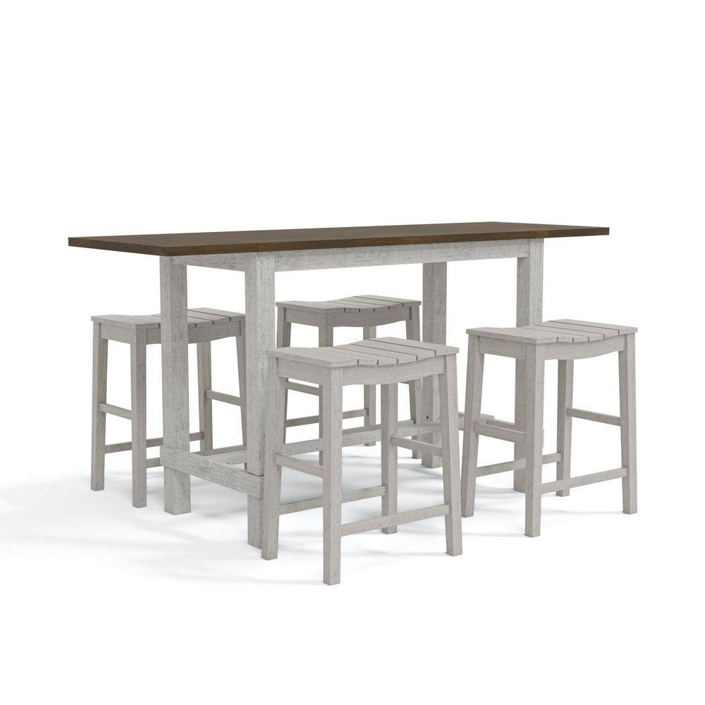 Furniture of America Whitcombe 5-Piece Antique White Counter Height ...