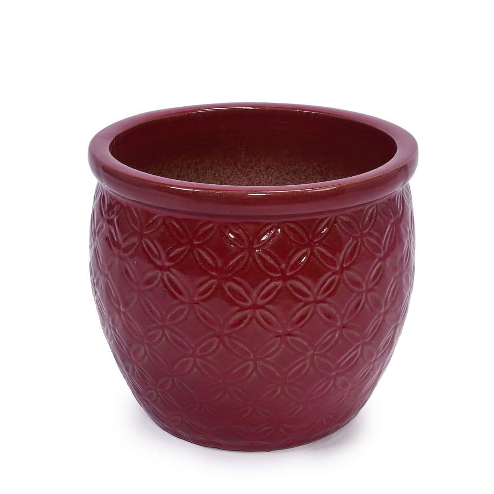 3 Piece Bean Paste Red Ceramic Indoor/Outdoor Planter (14.96 in. W x 12 ...