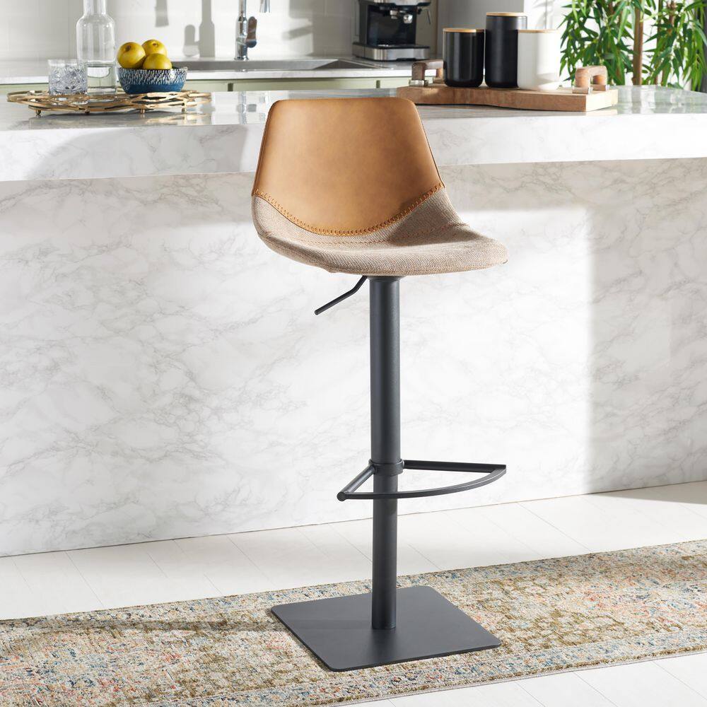 SAFAVIEH Rylen Cognac Leather Bar Stool BST3012A - The Home Depot
