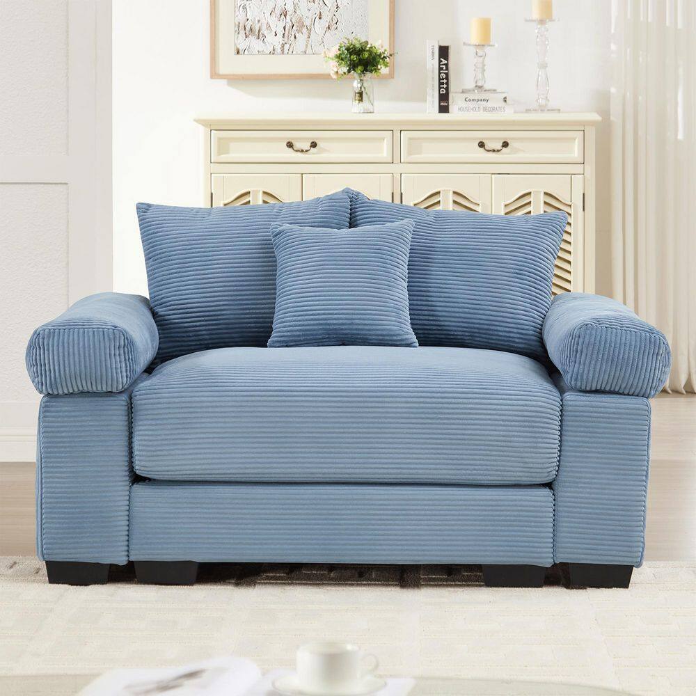 Homy Casa WSCCTW 54.3 in. Straight Arm 1-Piece Corduroy Curved ...