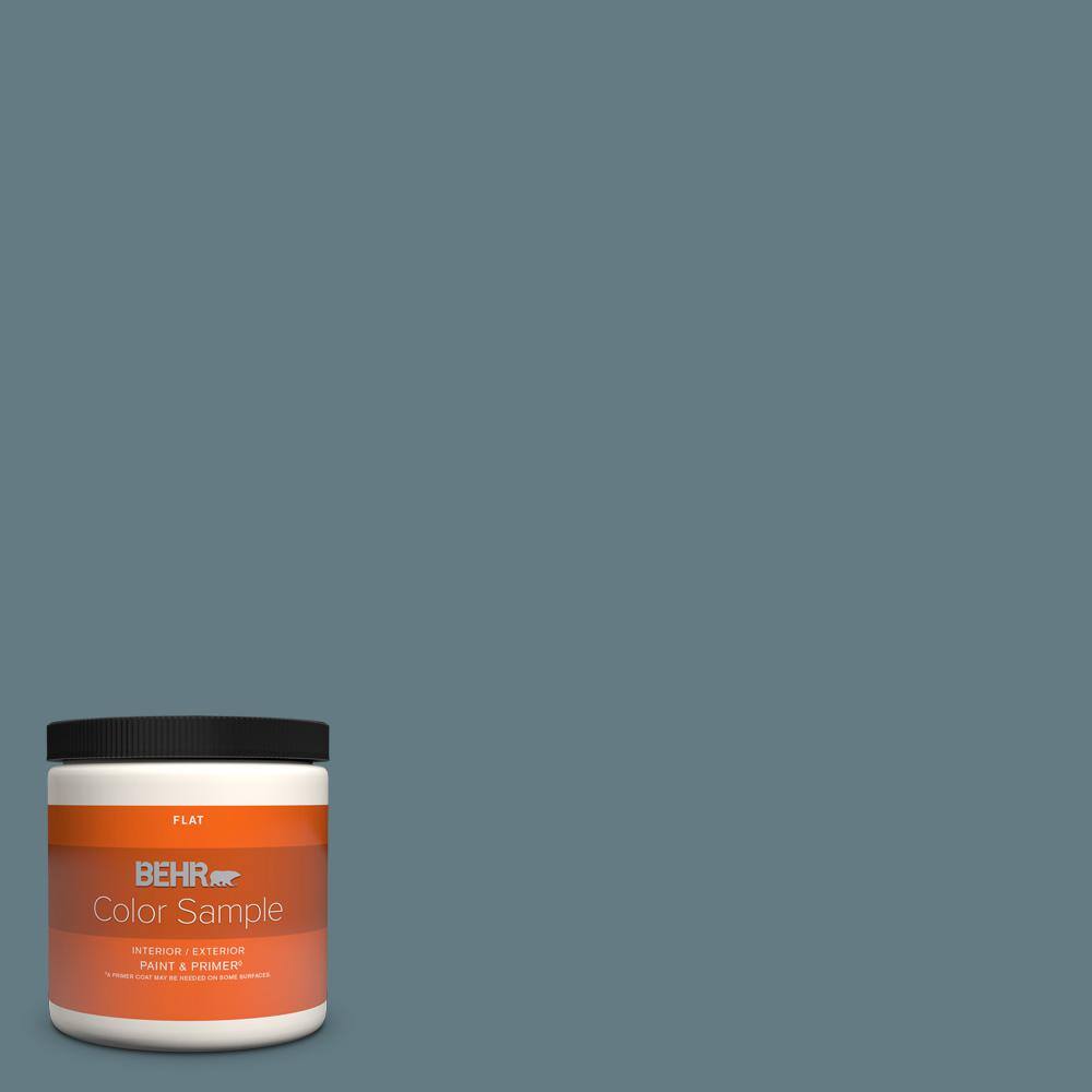 BEHR PREMIUM PLUS 8 oz. #540F-5 Smokey Blue Flat Interior/Exterior ...