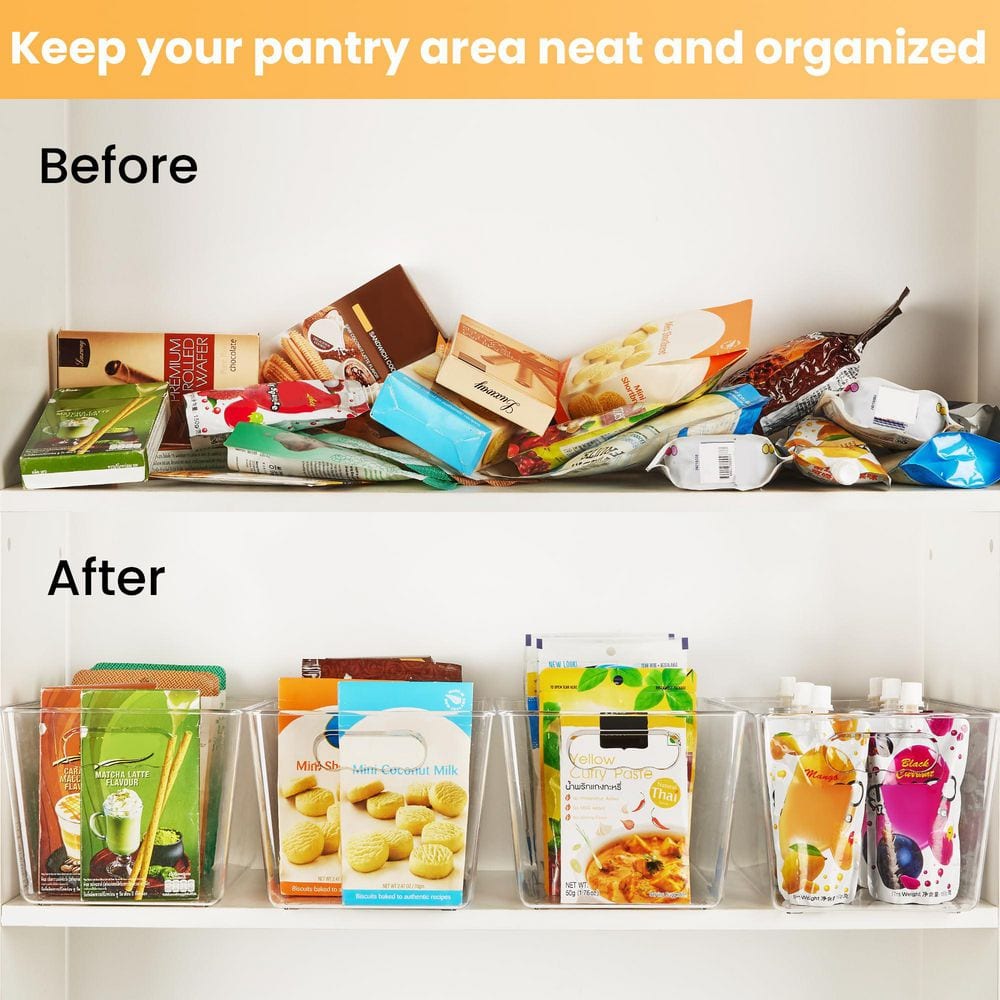 Wudkey 6-Pack Clear Multi-Scene Pantry Organizer Bins with Handle for ...