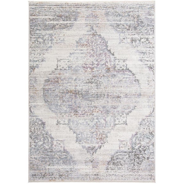 HomeRoots 10 ft. x 14 ft. Gray and Ivory Abstract Area Rug 2000511967 ...
