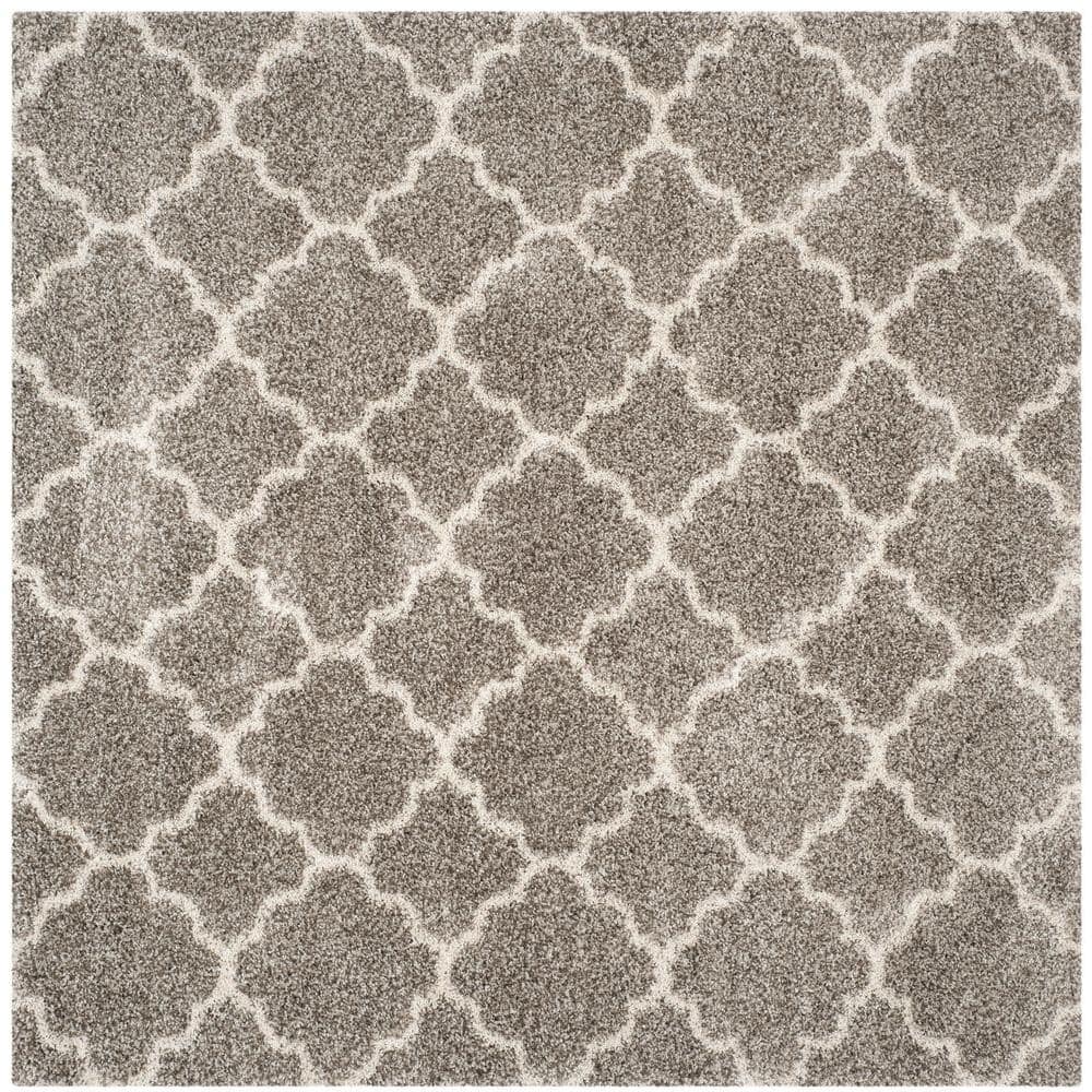 SAFAVIEH Hudson Shag Gray/Ivory 8 ft. x 8 ft. Square Geometric Area Rug ...